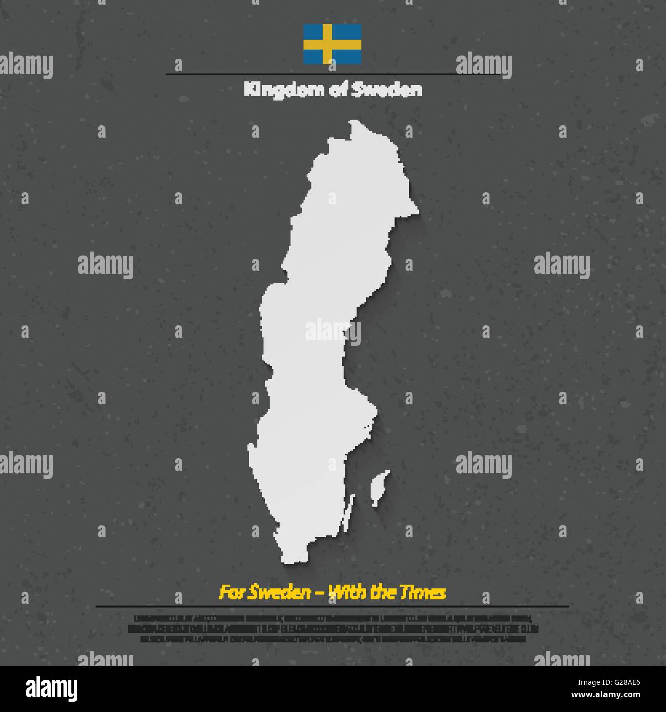 Kingdom of Sweden isolated map and official flag icon. vector Swedish ...