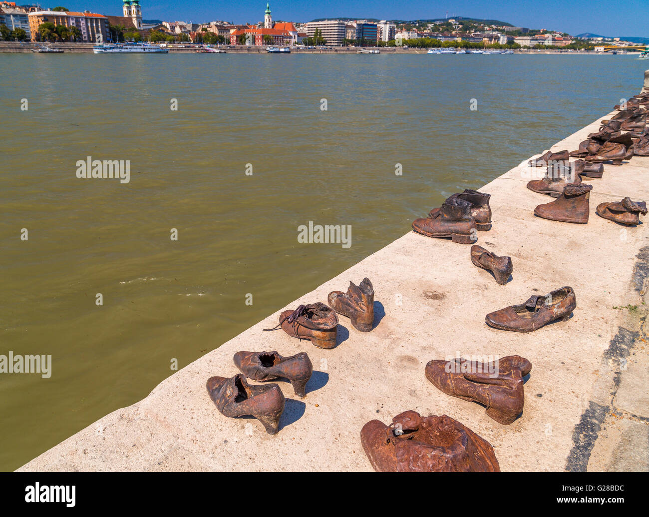 Metal shoes on the Danube promenade, memorial in Budapest to the ...