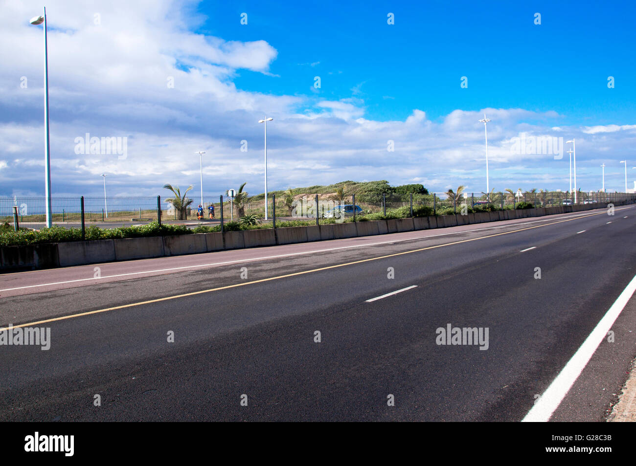 Empty beach front highway heading into Durban, South Africa Stock Photo ...