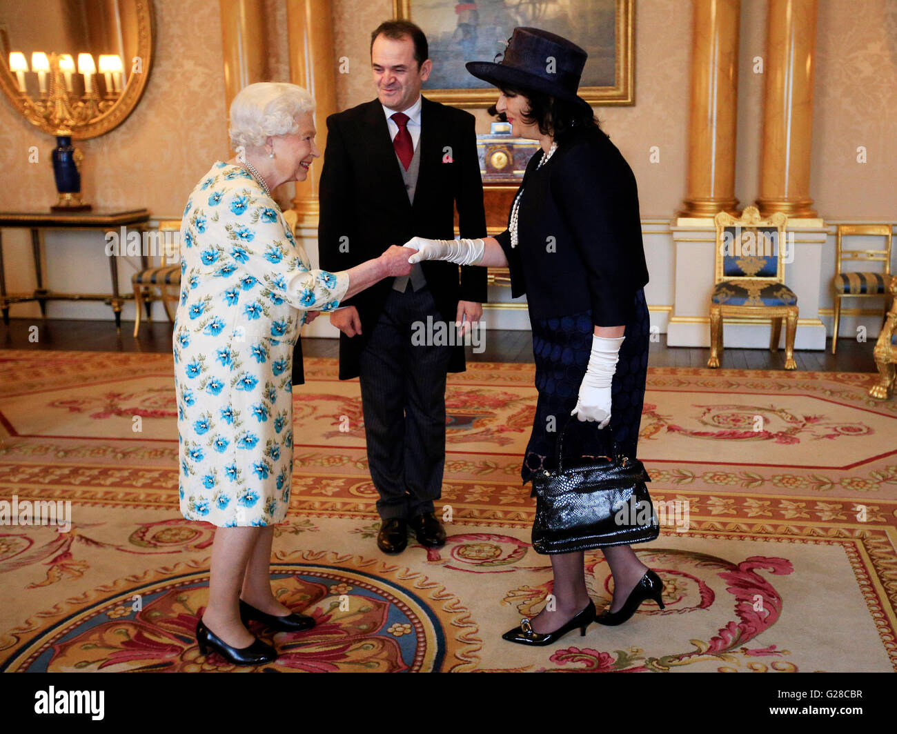 Queen Elizabeth II (left) with Borislav Banovic, the Ambassador from ...