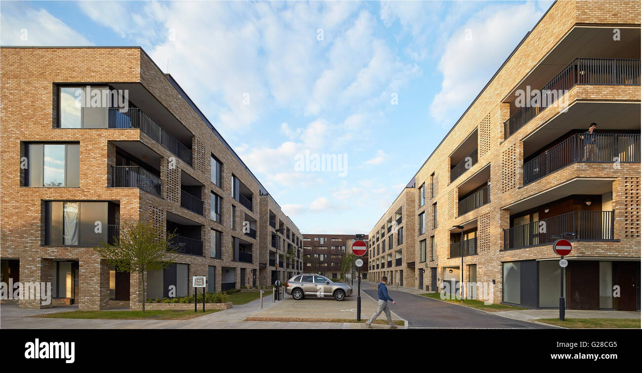 Housing complex with designated parking spaces, panoramic elevation ...