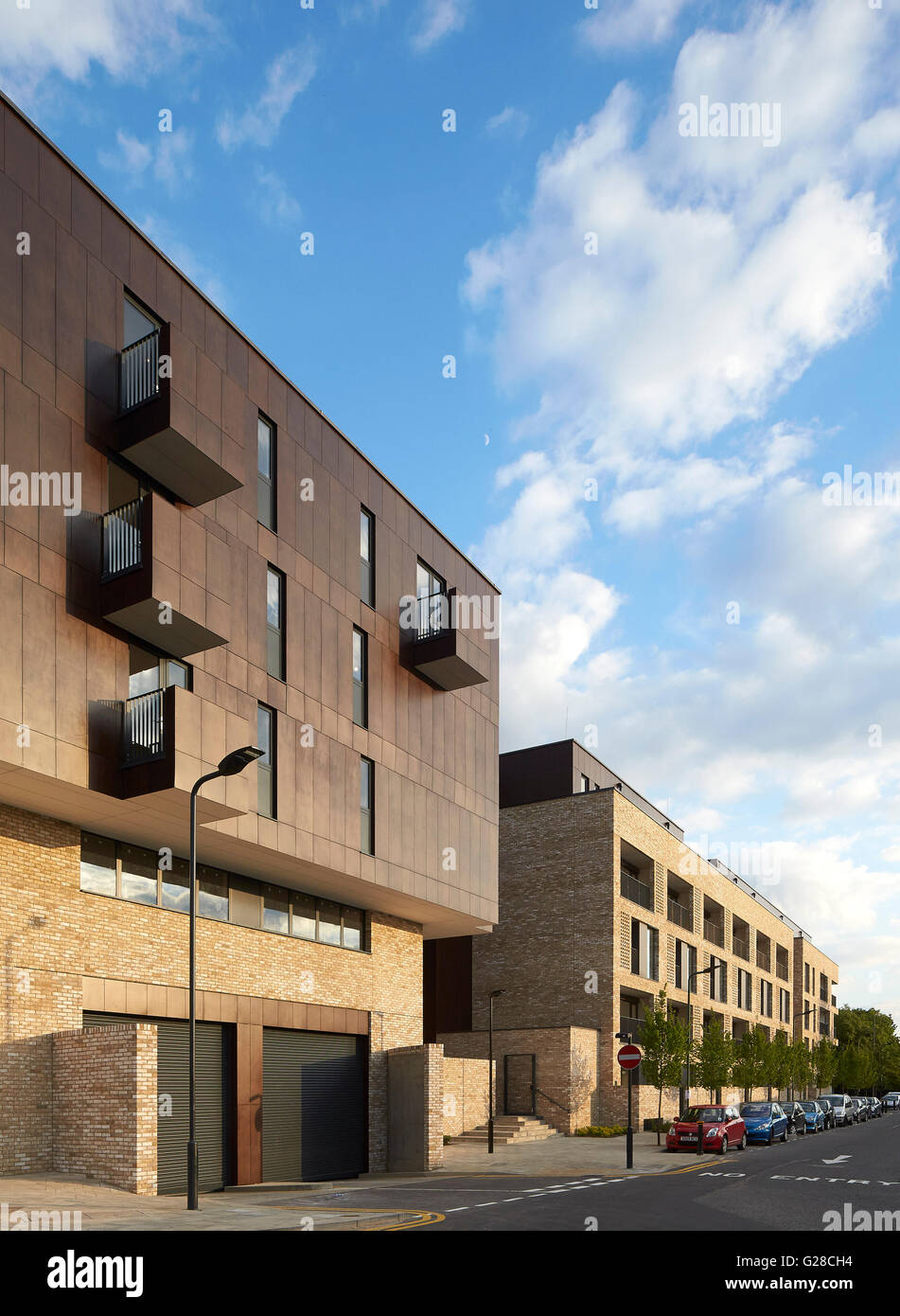 Juxtaposition of exterior facades. Alpine Place, Brent, London, United ...