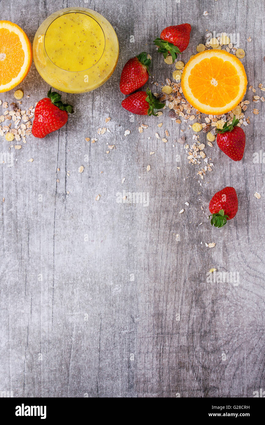 Food background with healthy breakfast Stock Photo - Alamy