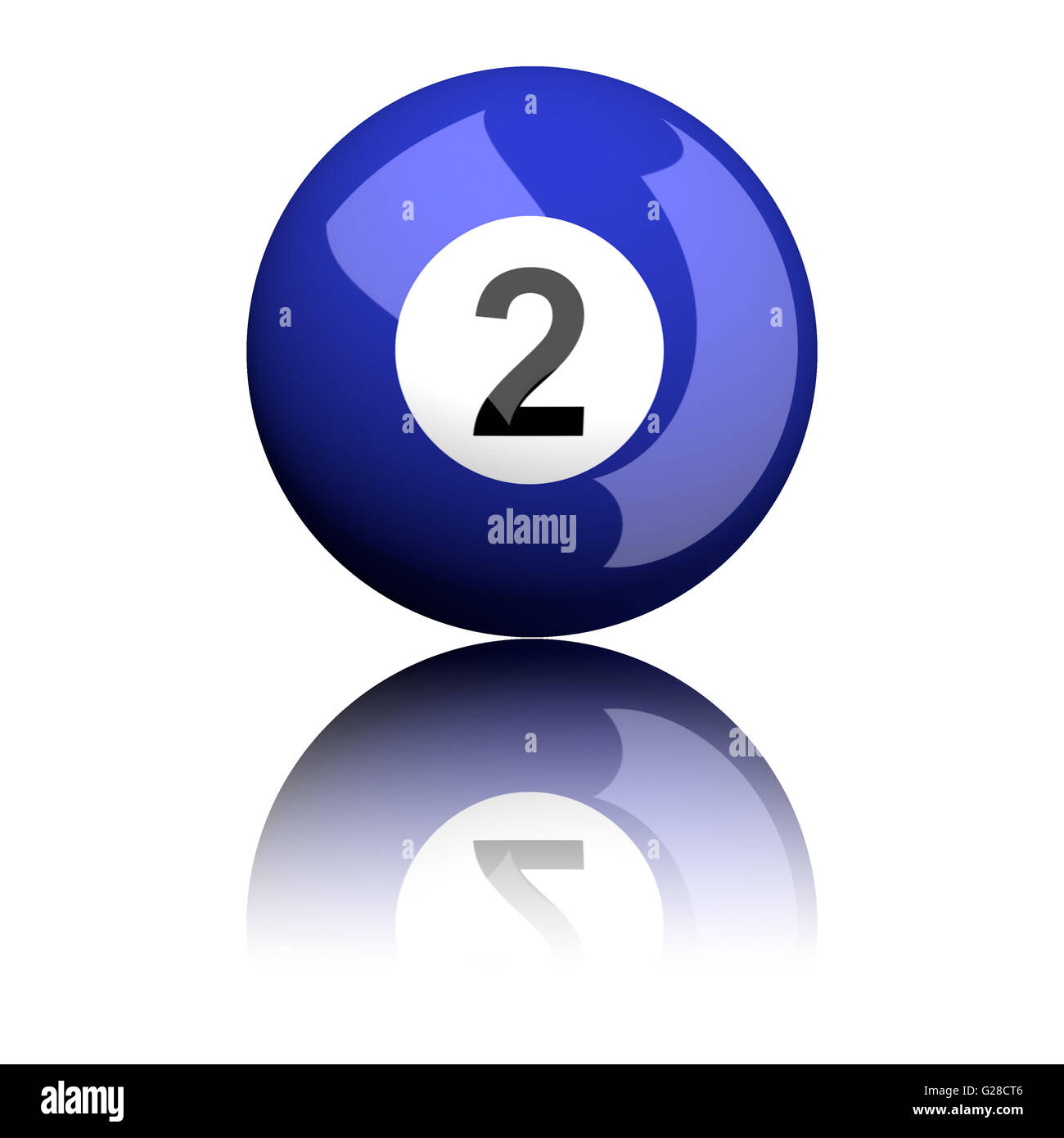 3D rendering pool ball or billiard ball number 2 isolated on white ...