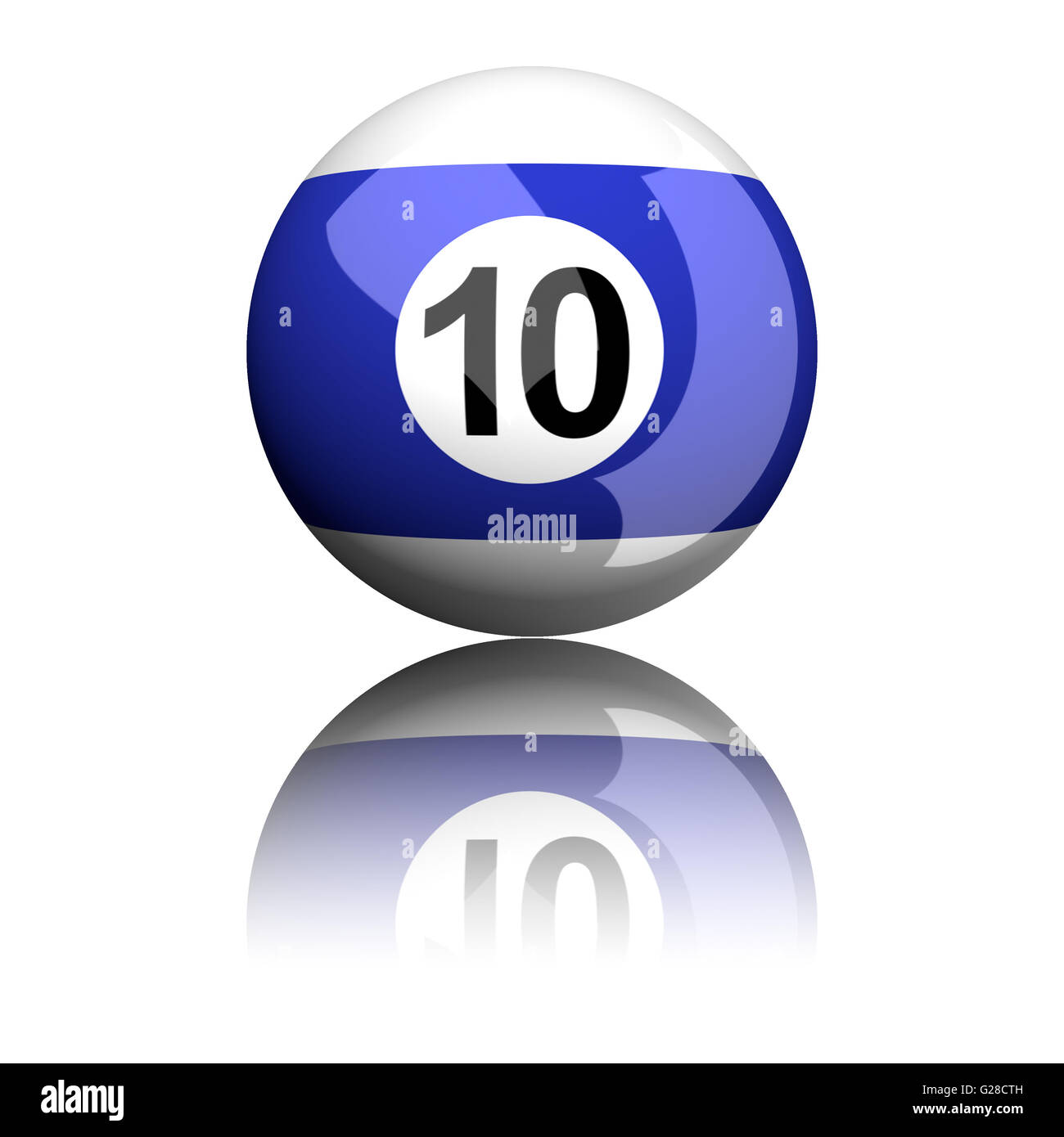 3D rendering pool ball or billiard ball number 10 isolated on white ...