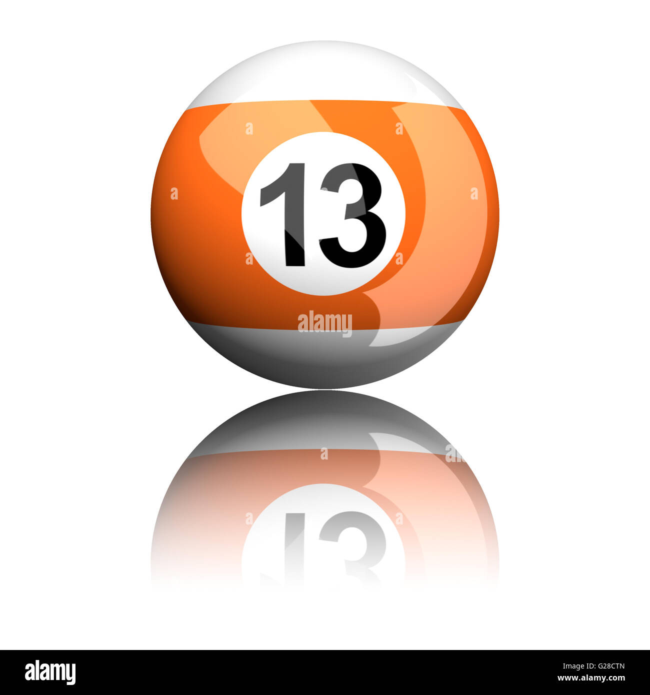 3D rendering pool ball or billiard ball number 13 isolated on white ...