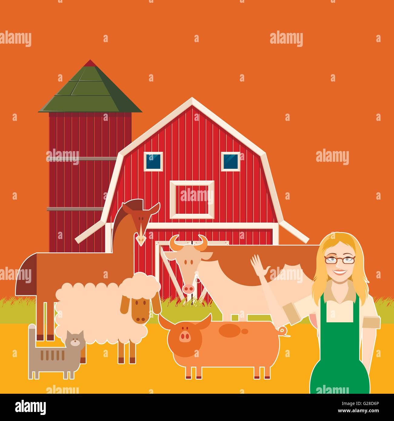 Farm banner with flat animals3 Stock Vector Image & Art - Alamy