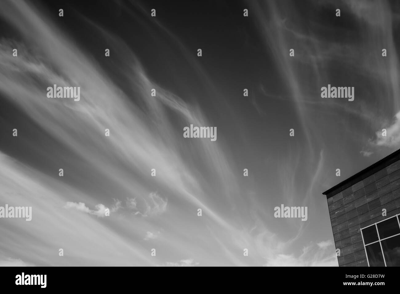 Wispy Clouds with a window view Stock Photo - Alamy