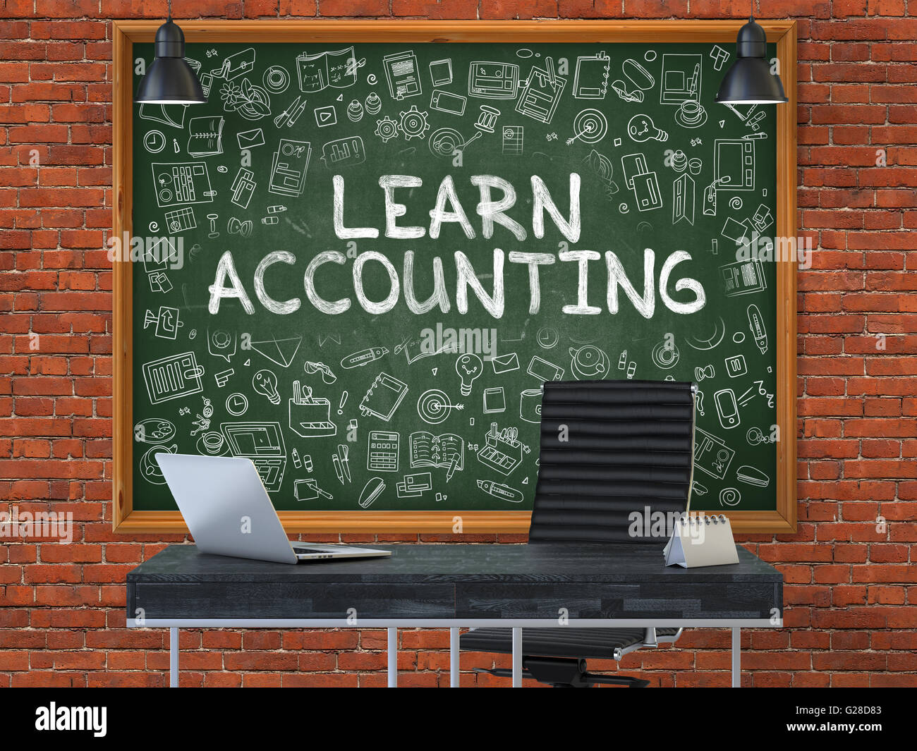 Chalkboard on the Office Wall with Learn Accounting Concept Stock Photo ...