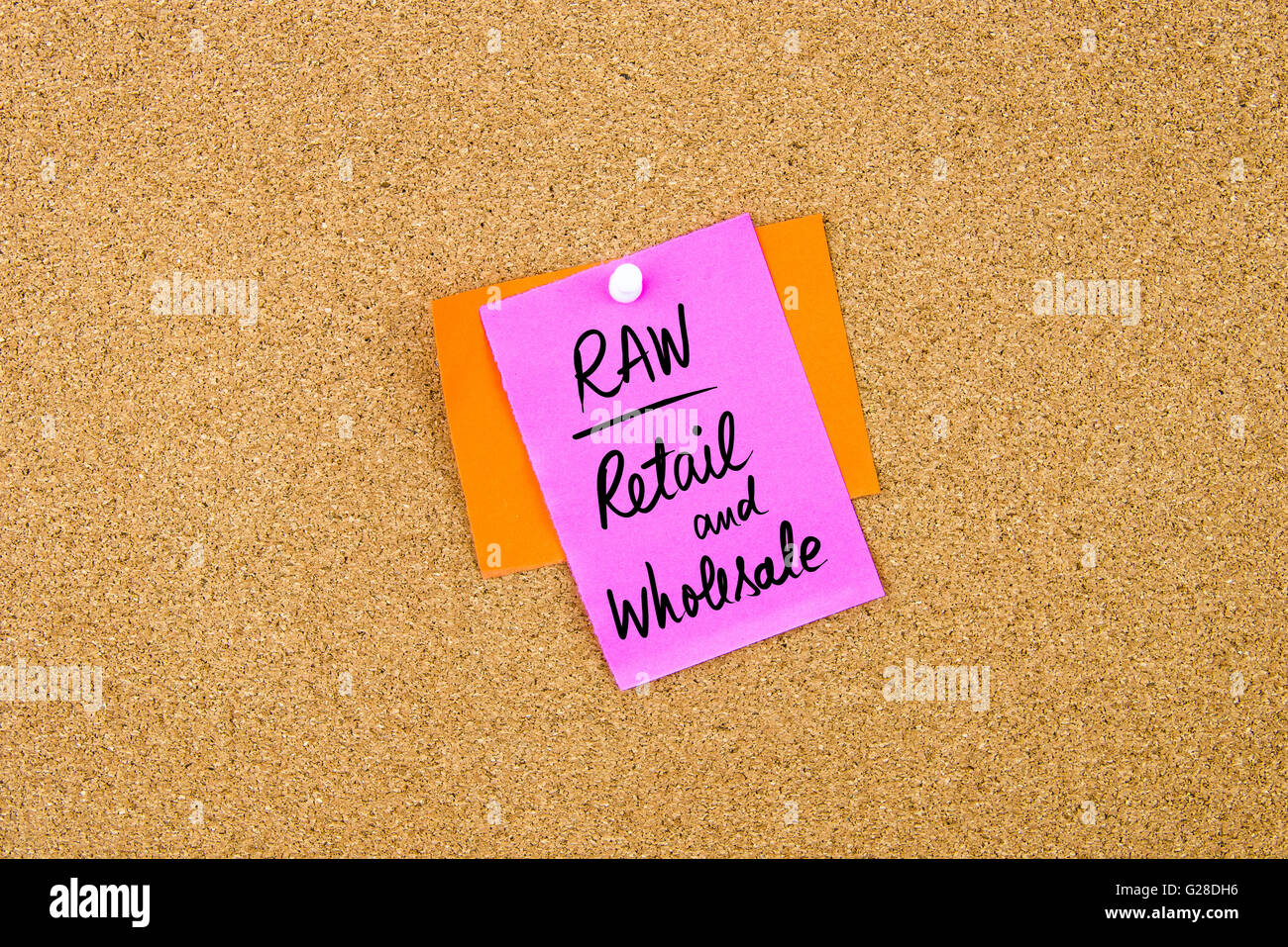 Business Acronym RAW as Retail and Wholesale written on paper note ...