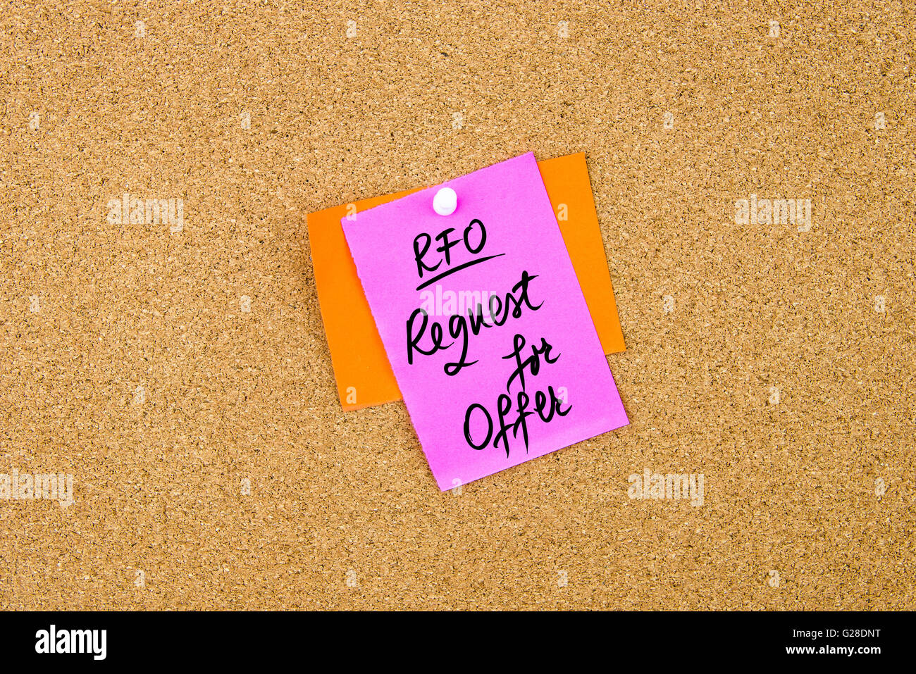 Business Acronym RFO as Request For Offer written on paper note pinned ...