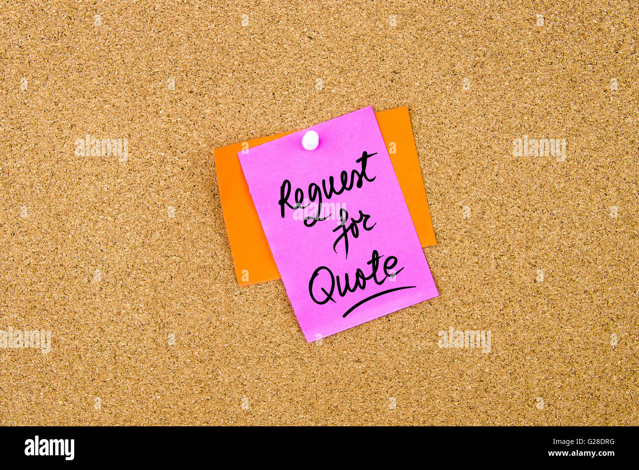 Request For Quote written on paper note pinned on cork board with white ...