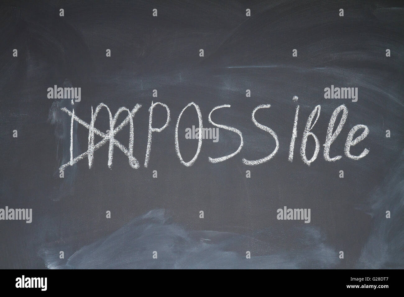 Impossible word turned into possilble Stock Photo - Alamy