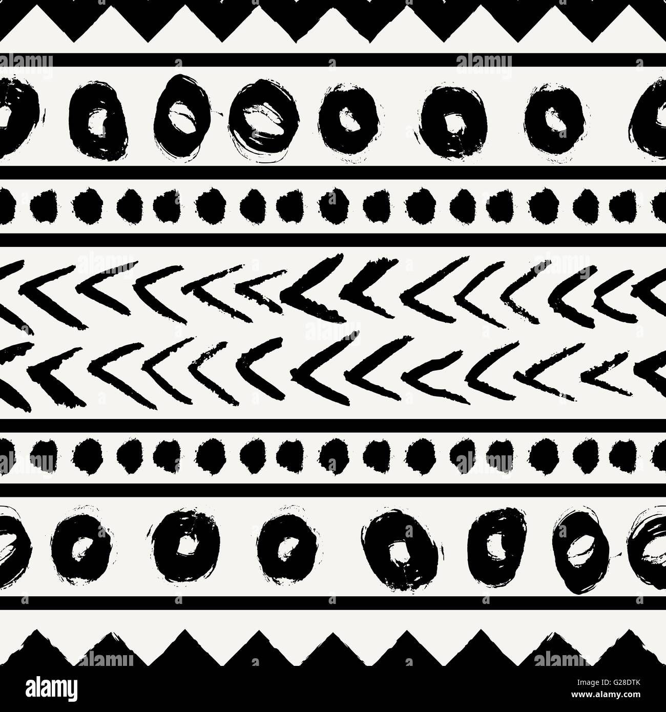 Abstract ethnic seamless repeat pattern in black and cream. Modern and ...