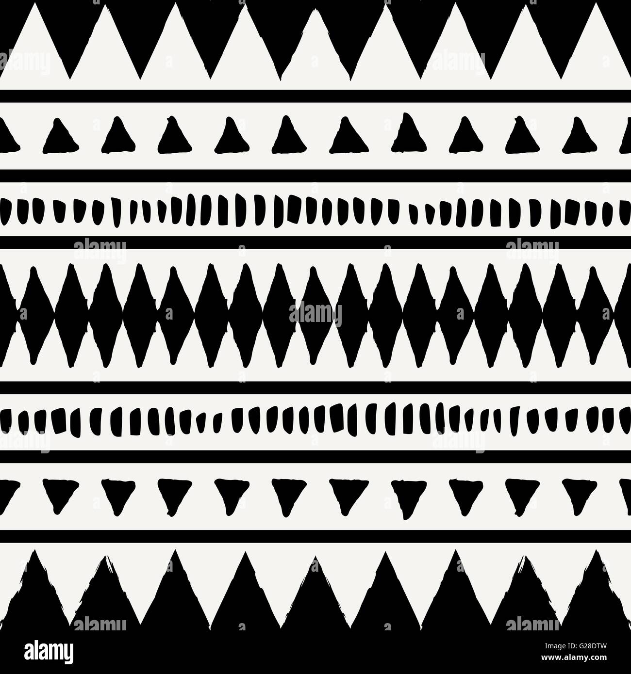 Abstract ethnic seamless repeat pattern in black and cream. Modern and ...