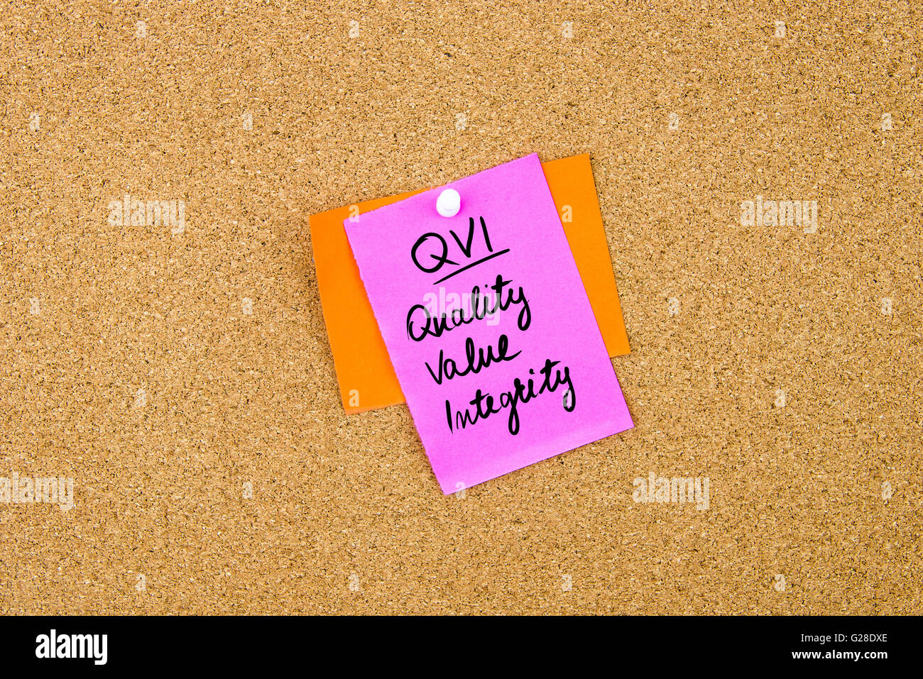 Business Acronym QVI Quality Value Integrity written on paper note ...