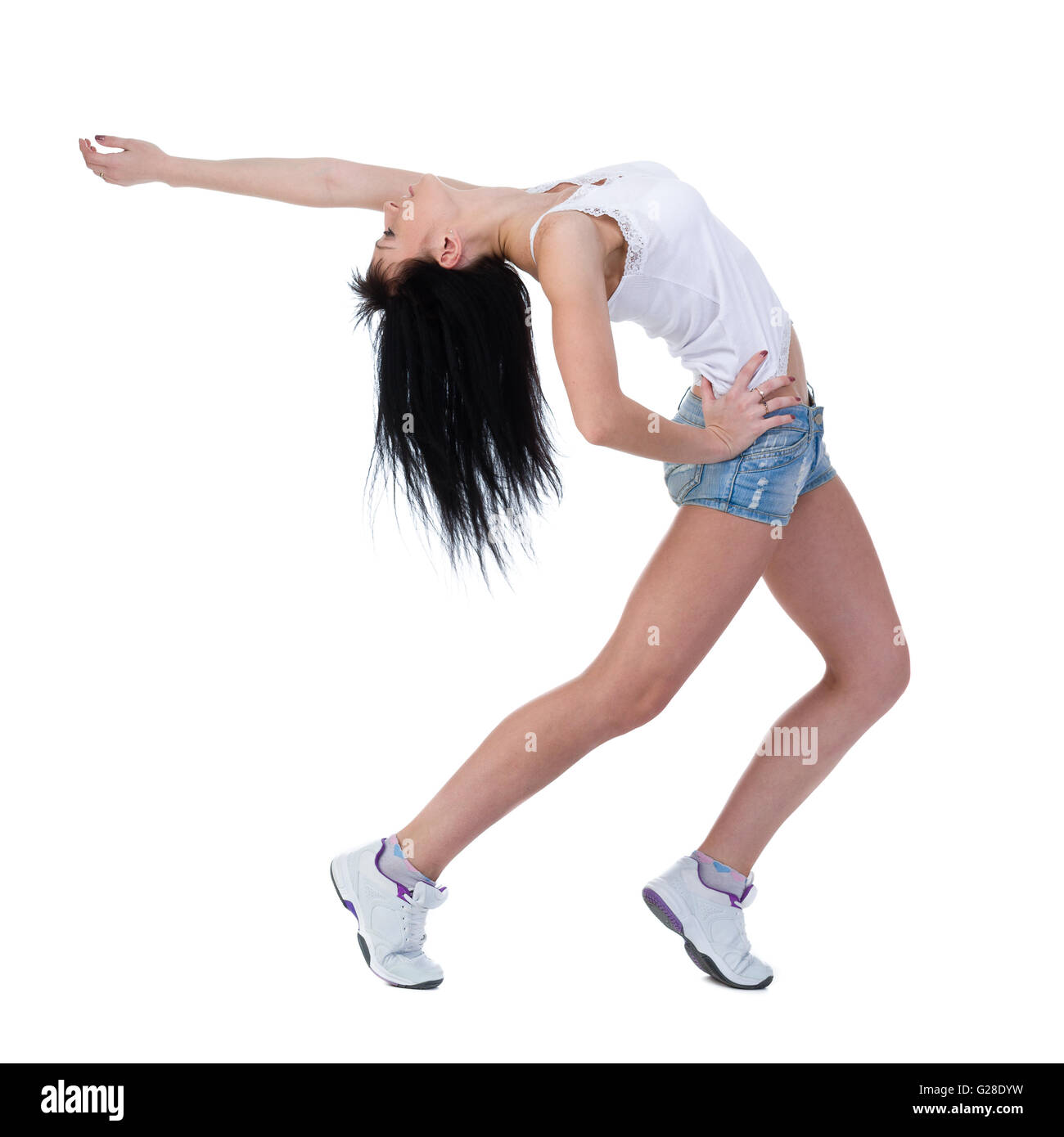 young woman dancing, isolated in full body on white Stock Photo - Alamy