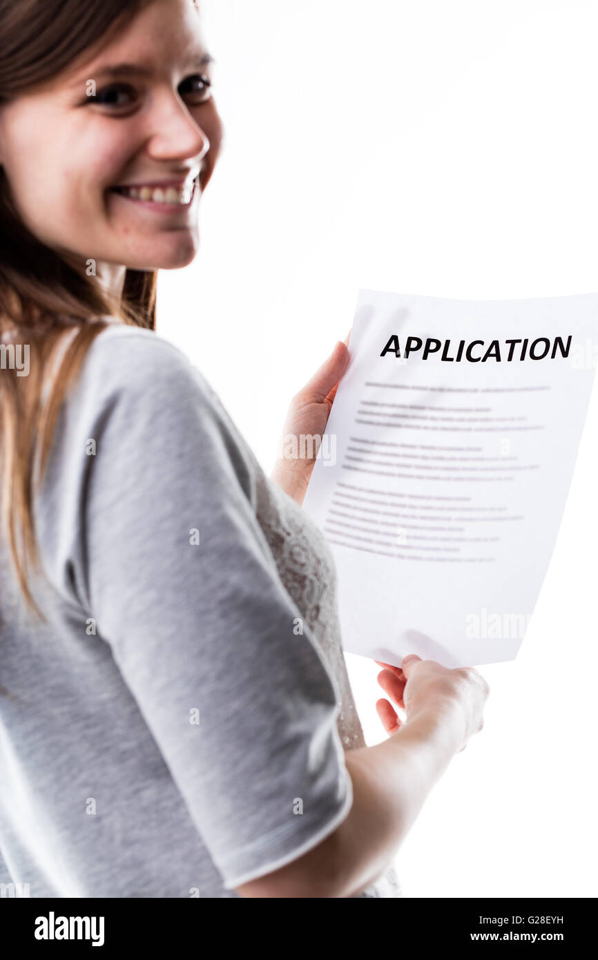 portrait of a young woman with an application Stock Photo - Alamy