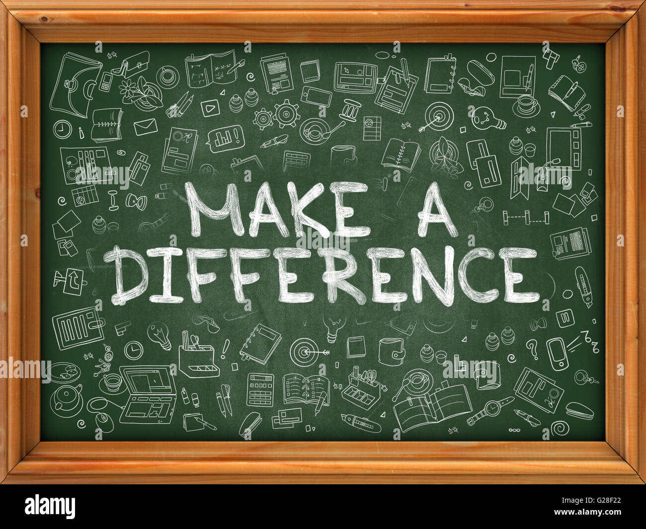 Green Chalkboard with Hand Drawn Make a Difference Stock Photo - Alamy