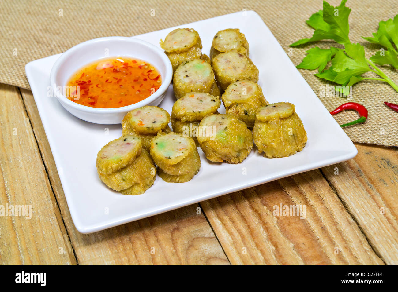 Deep Fried Chicken Roll, Thai food chinese style Stock Photo - Alamy