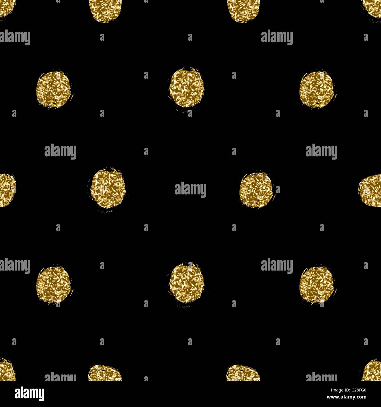 Seamless repeating pattern with hand drawn gold glitter texture polka ...