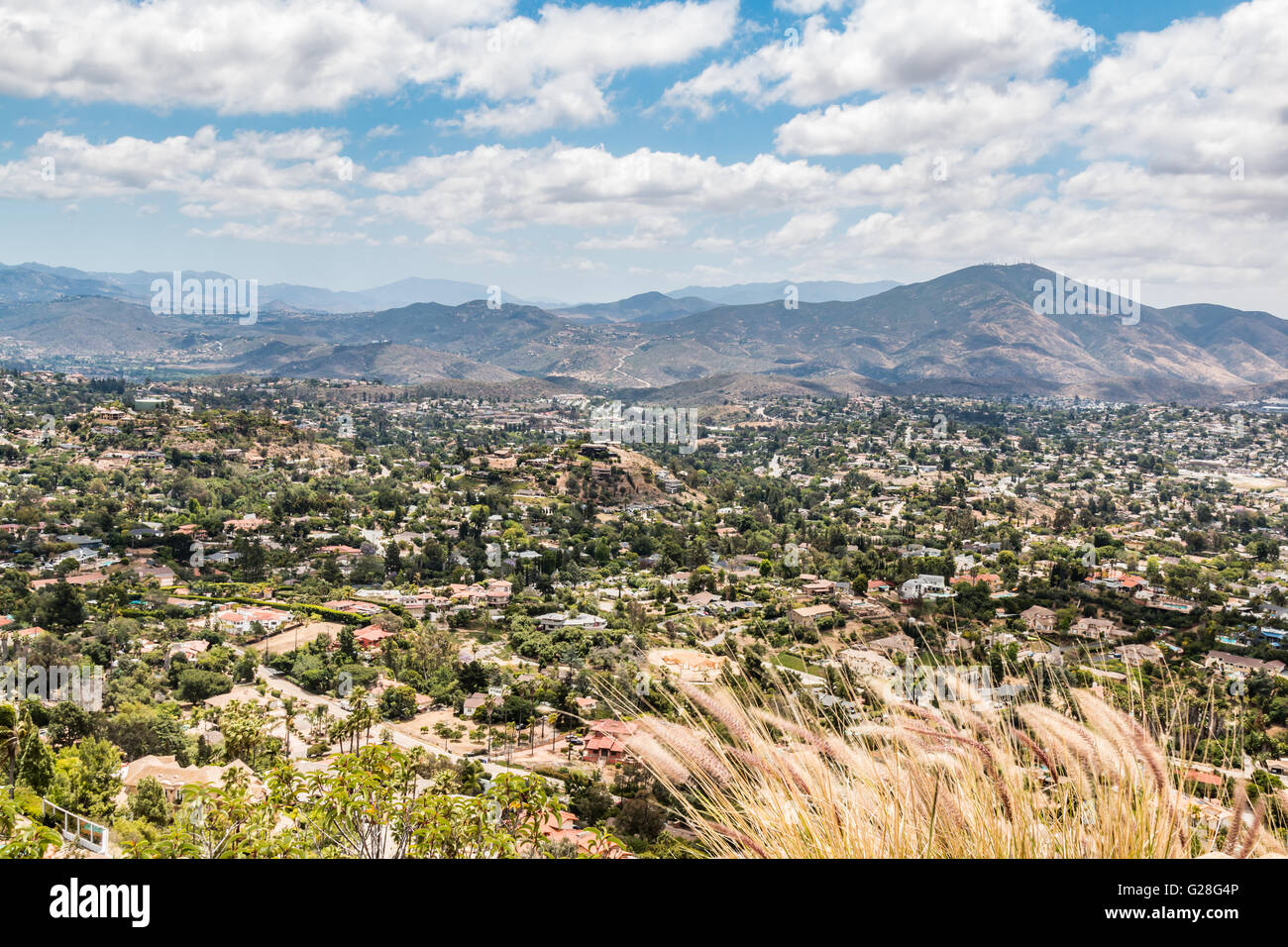 View of mountains and city from Mt. Helix Park in La Mesa, a city in ...