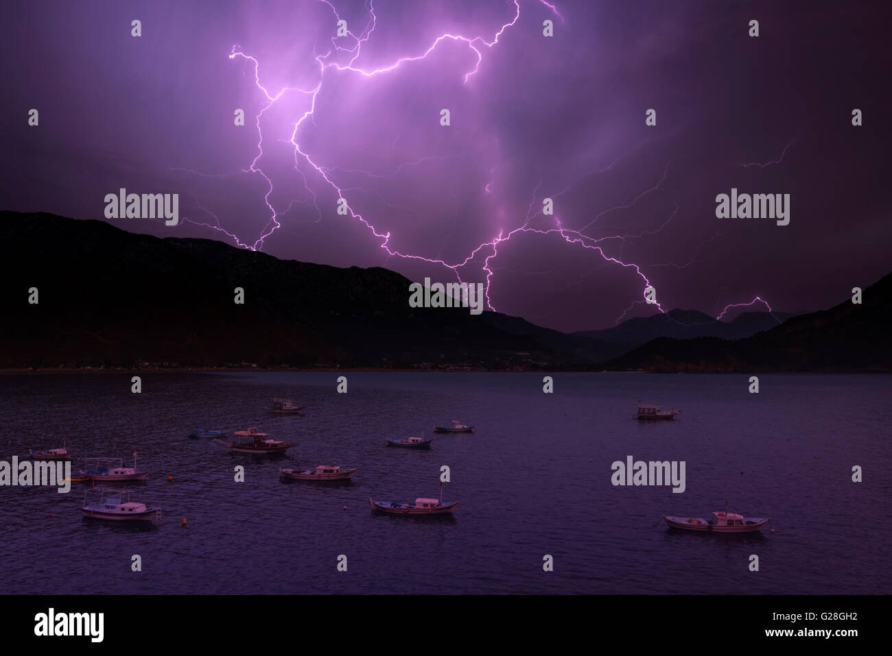 Lightning Storm At Sea