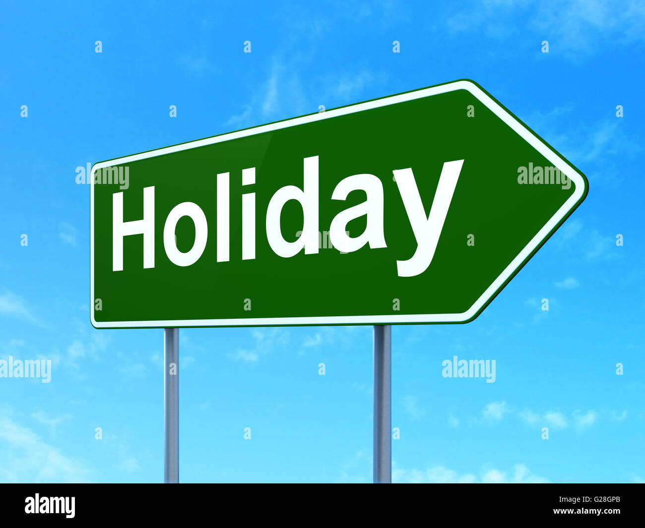 Entertainment, concept: Holiday on road sign background Stock Photo - Alamy