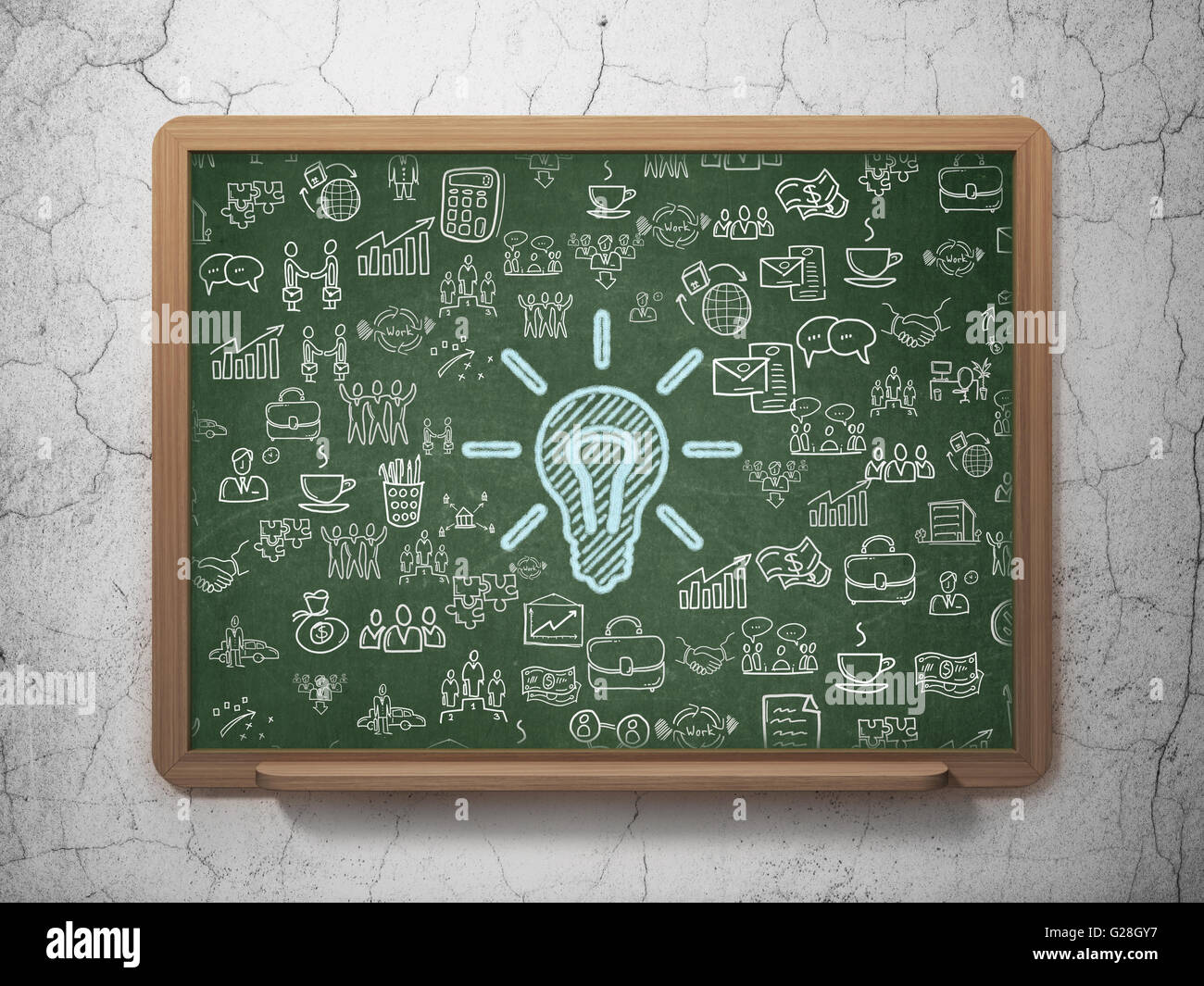 Business concept: Light Bulb on School board background Stock Photo - Alamy