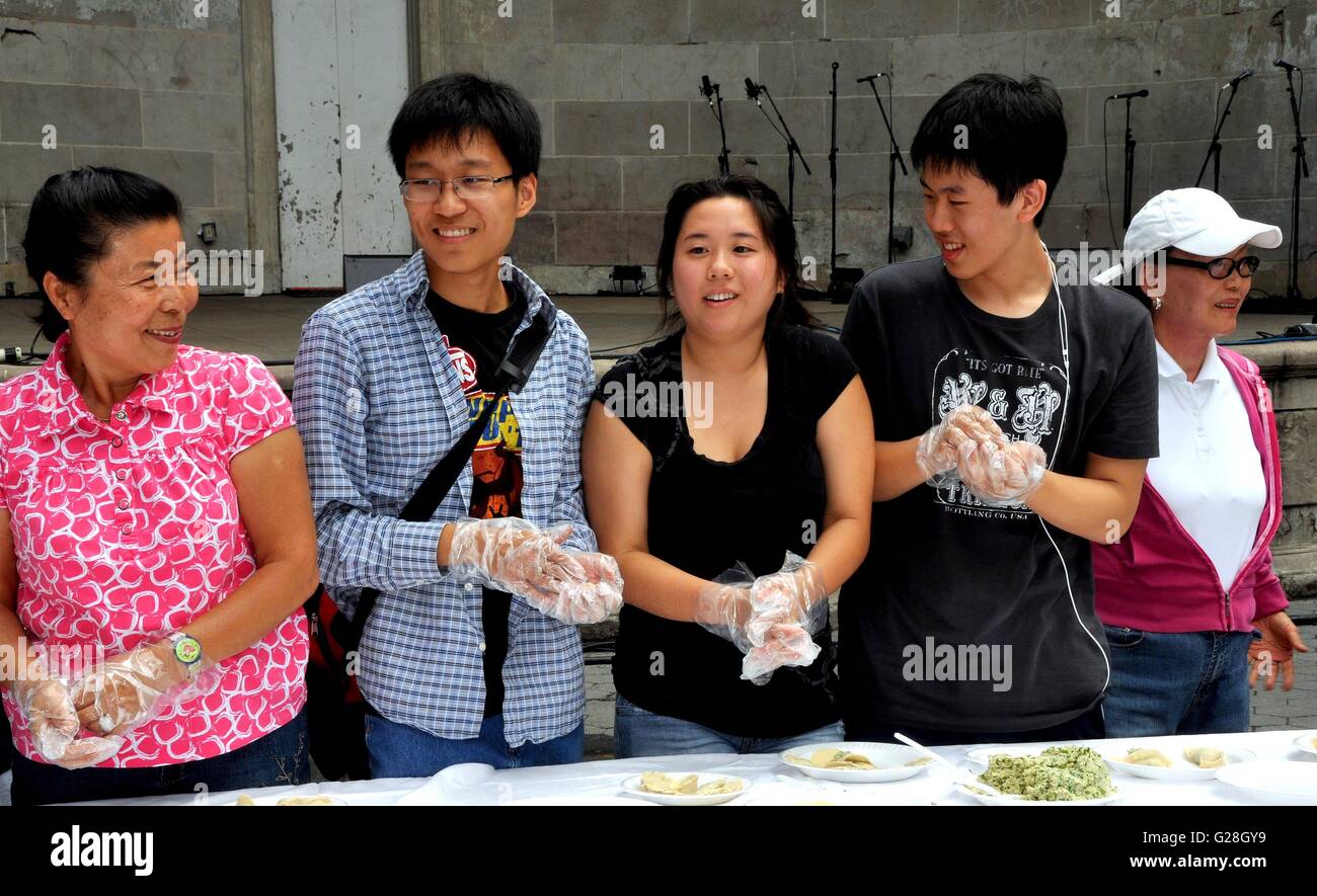 New York City: Contestants participating in a dumpling making contest ...