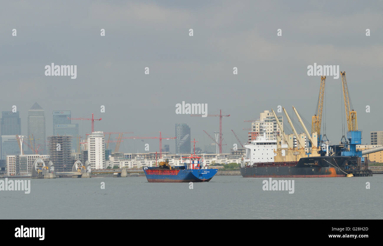 Ships on the River Thames in East London Stock Photo - Alamy