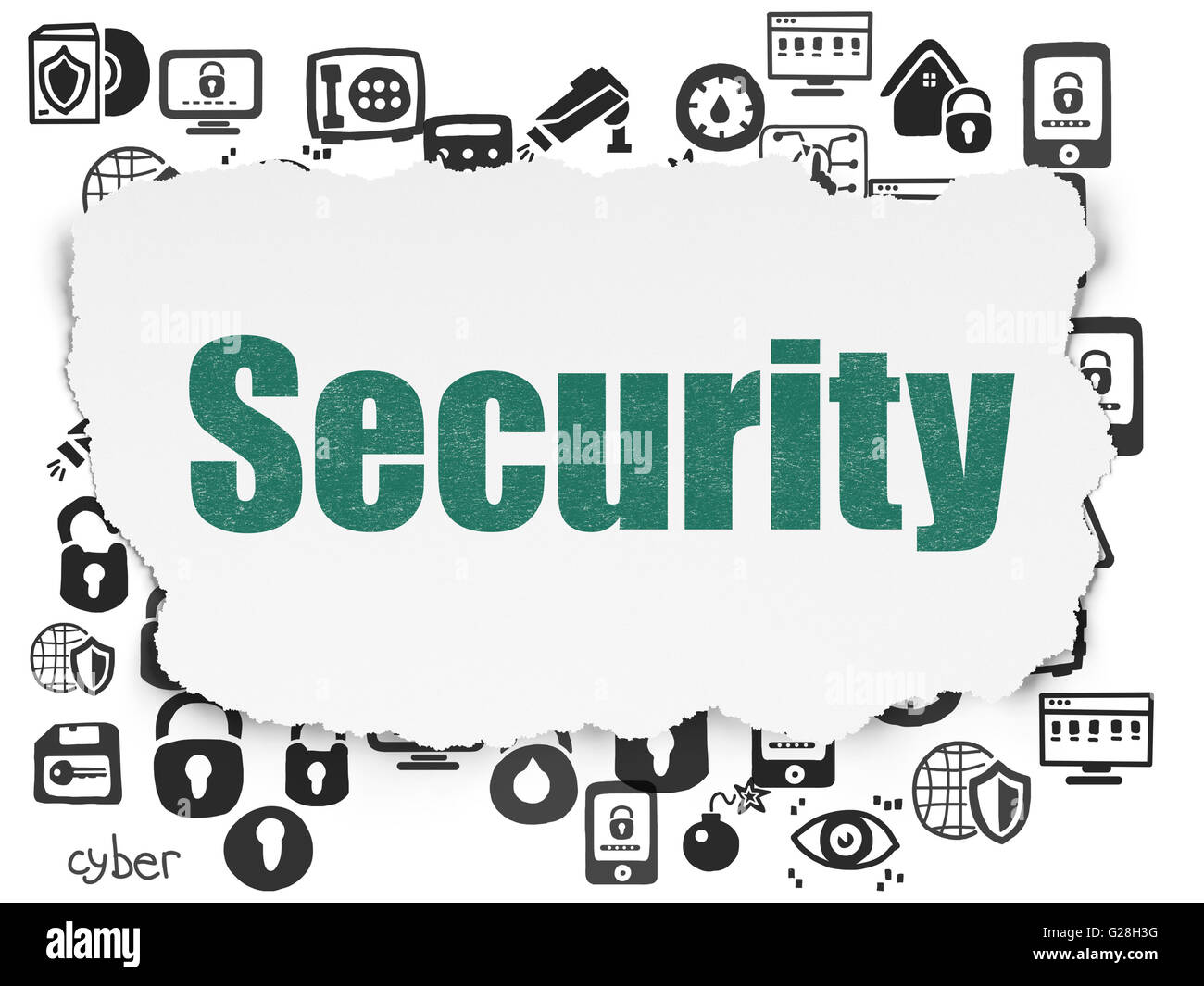 Security concept: Security on Torn Paper background Stock Photo - Alamy