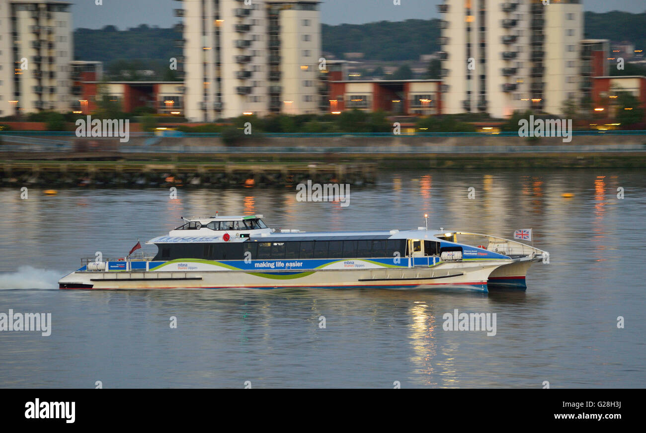 MBNA Thames Clipper river bus service vessel Hurricane Clipper out on ...
