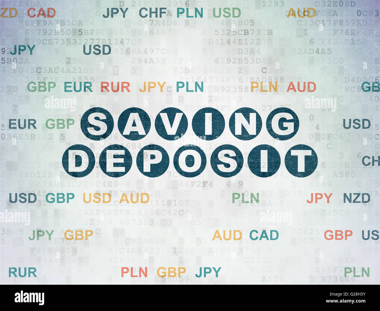 Banking concept: Saving Deposit on Digital Data Paper background Stock ...