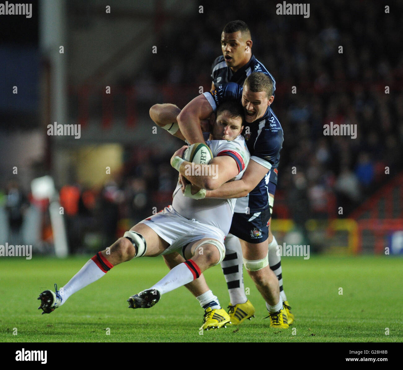 Bristol Rugby's Ian Evans and Doncaster Knights Matt Challinor in ...