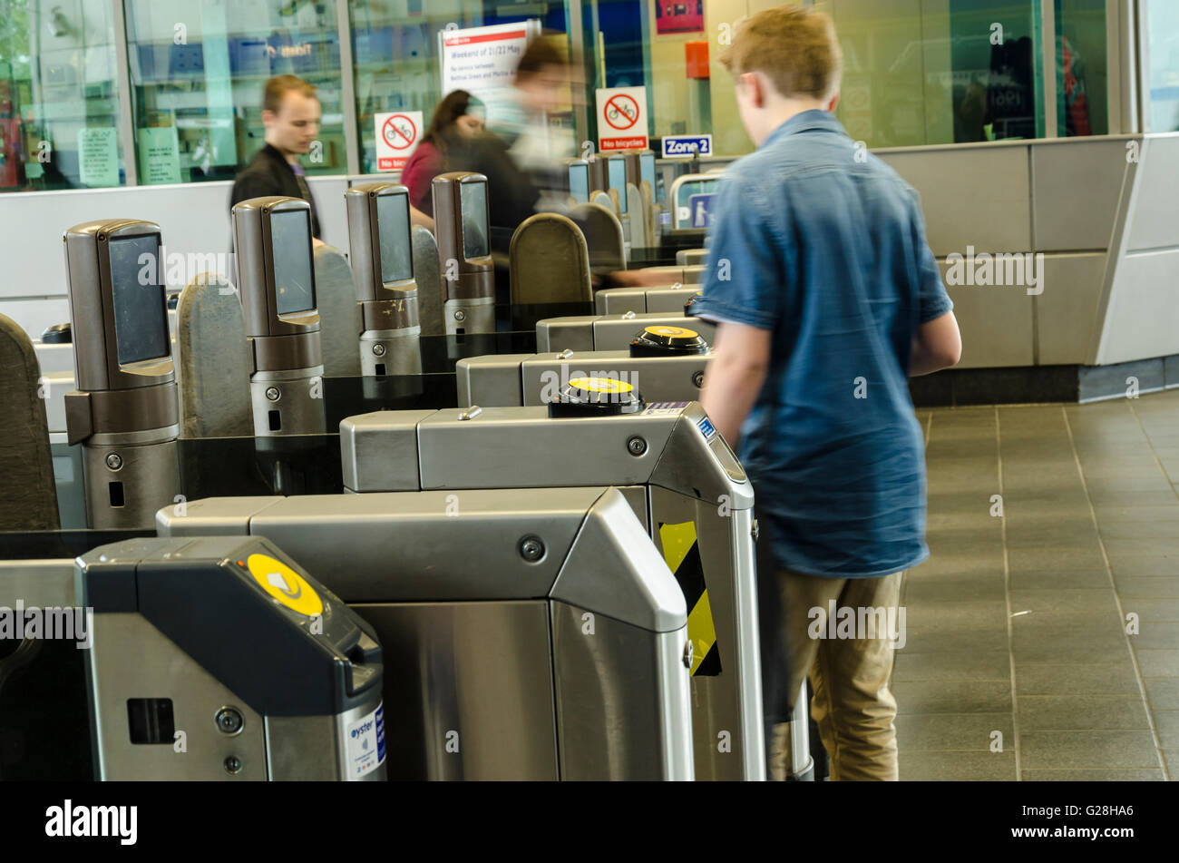 Ticket barriers at Shepherds Bush London Underground station Stock ...