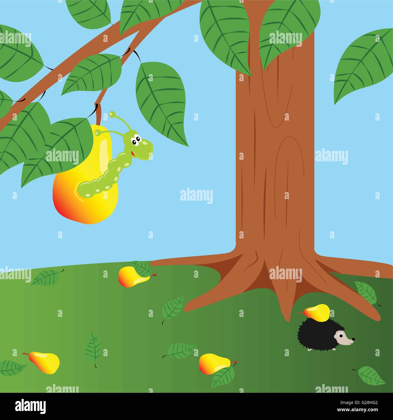 illustration color wormy pear and worm Stock Vector Image & Art - Alamy