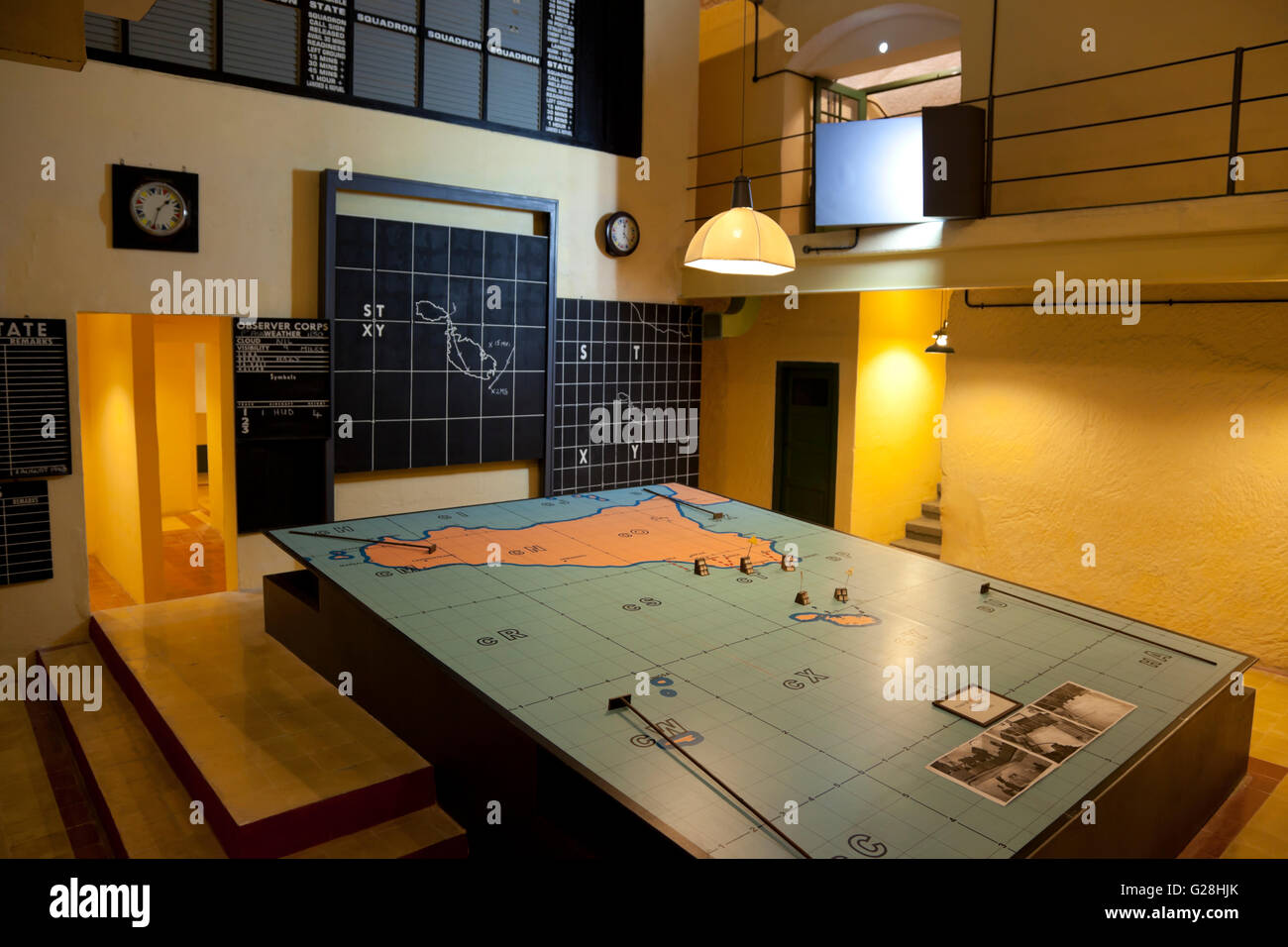 The air defence room in the underground complex used during World War ...