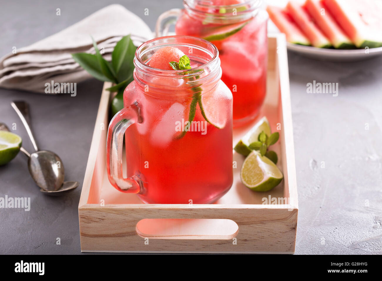 Watermelon and lime lemonade Stock Photo - Alamy