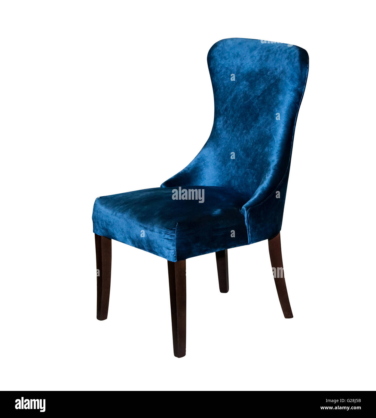 Blue textile modern chair isolated on white background Stock Photo - Alamy