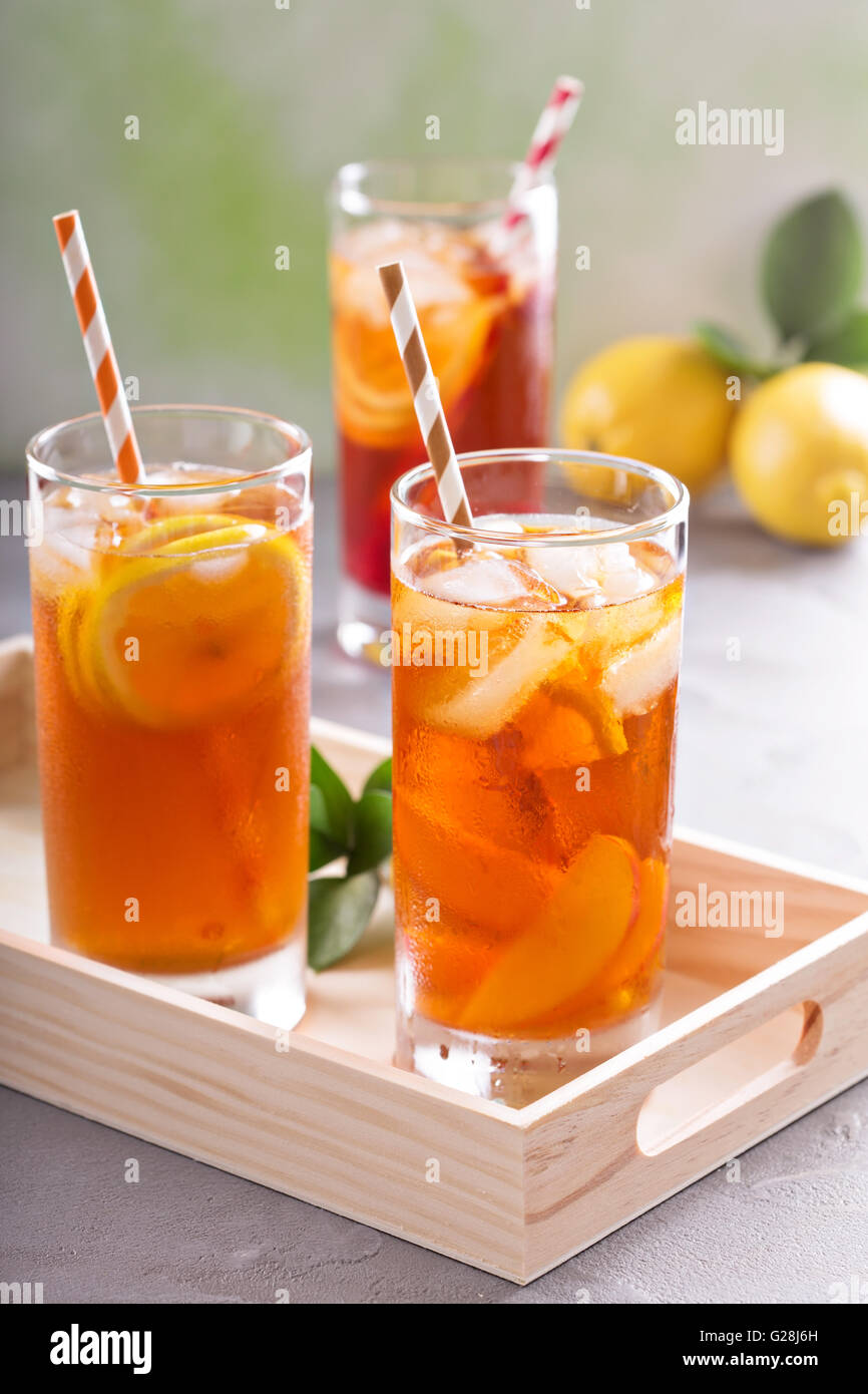 Iced tea variety in tall glasses Stock Photo - Alamy