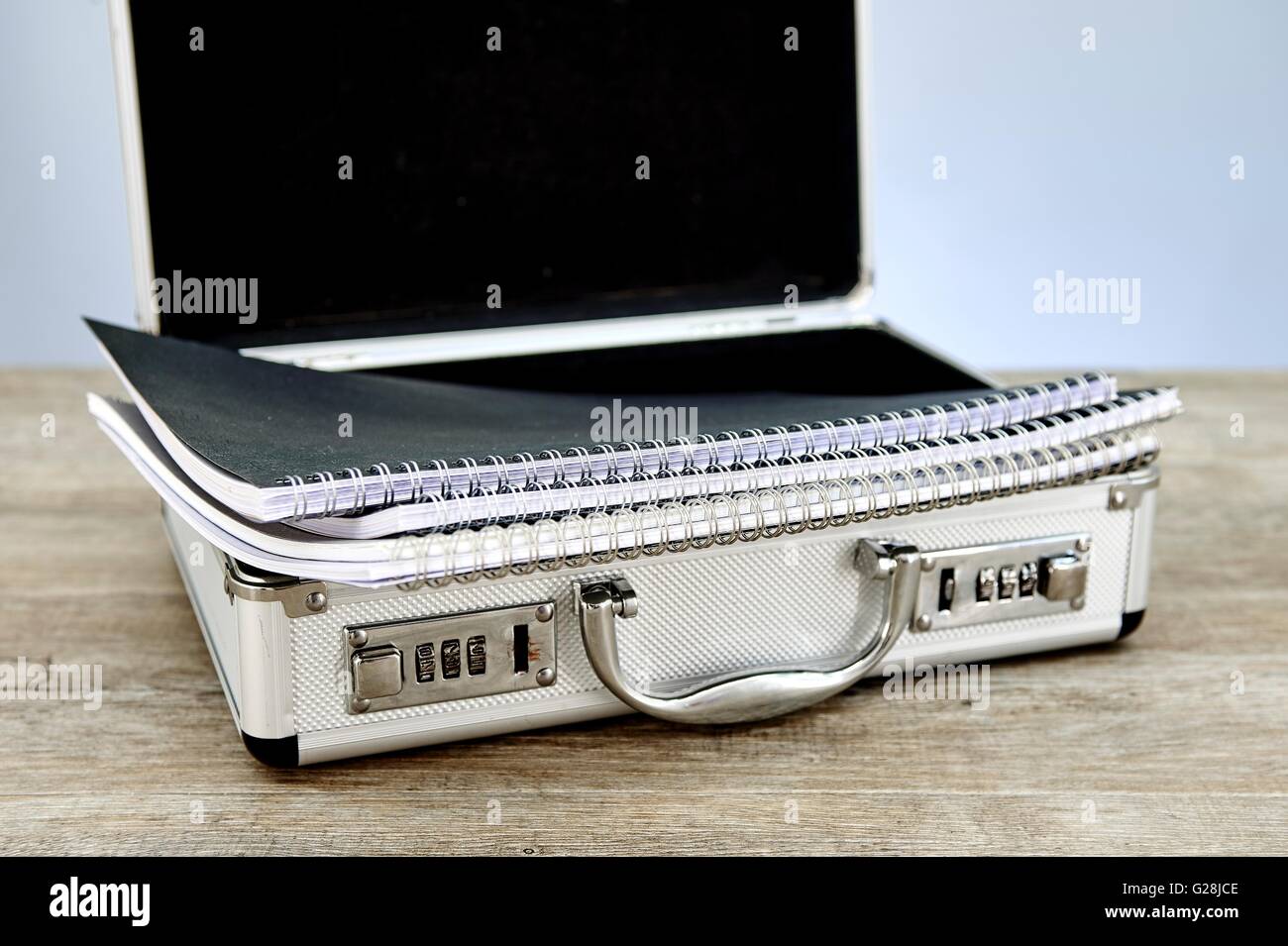 A studio photo of an old leather briefcase Stock Photo - Alamy