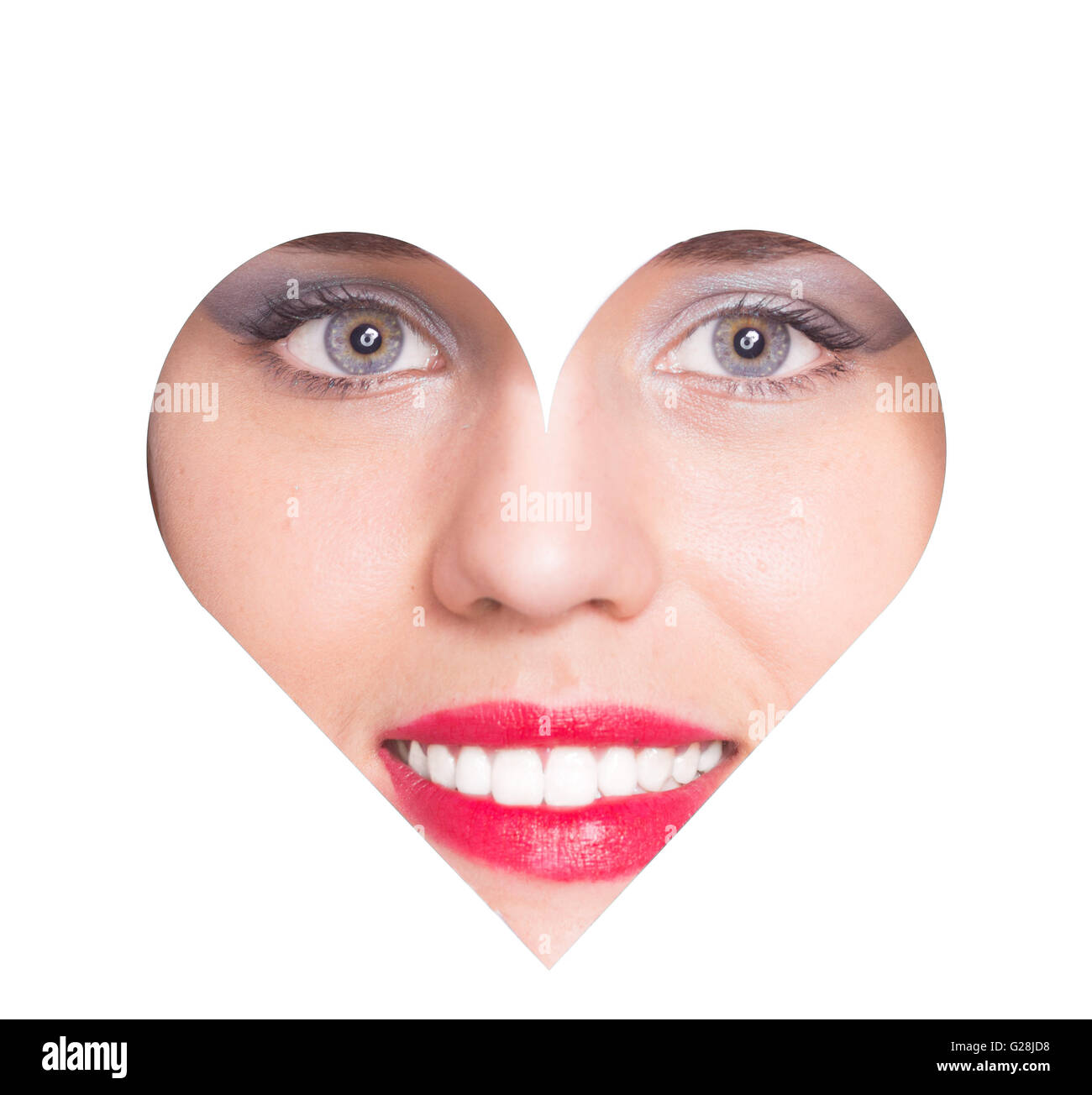 Heart shaped portrait, young girl smiling Stock Photo - Alamy