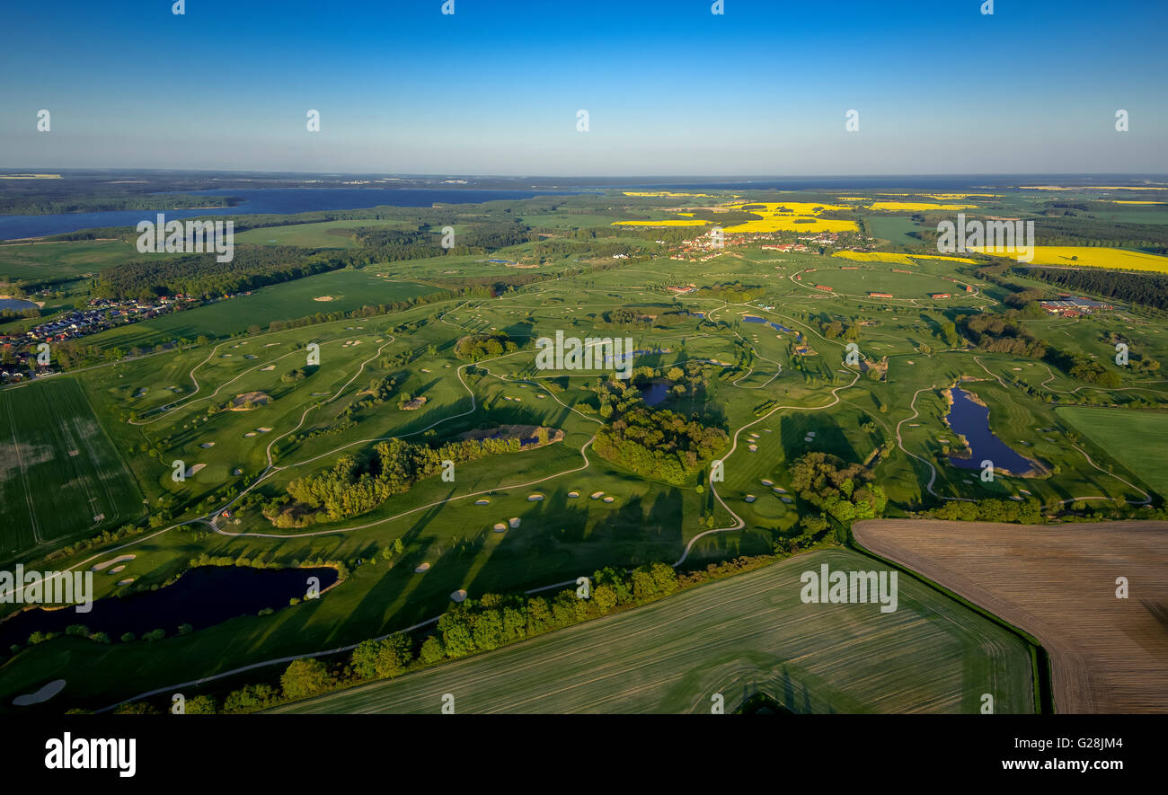Aerial view, sand holes, sand traps, bunkers, driving range, golf club ...