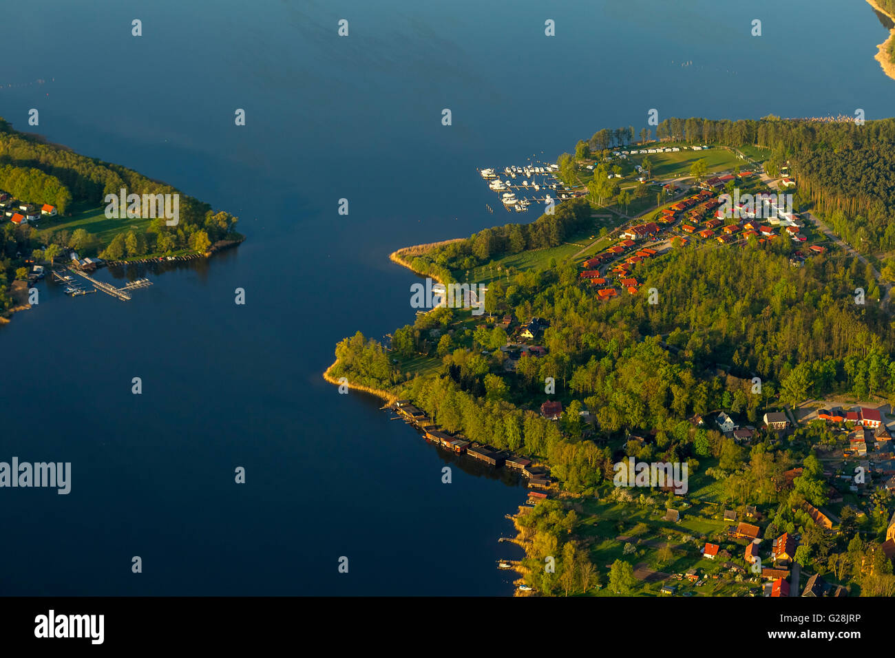 Aerial view, Jabel on Jabelscher See, Jabel, Mecklenburg Lake District ...
