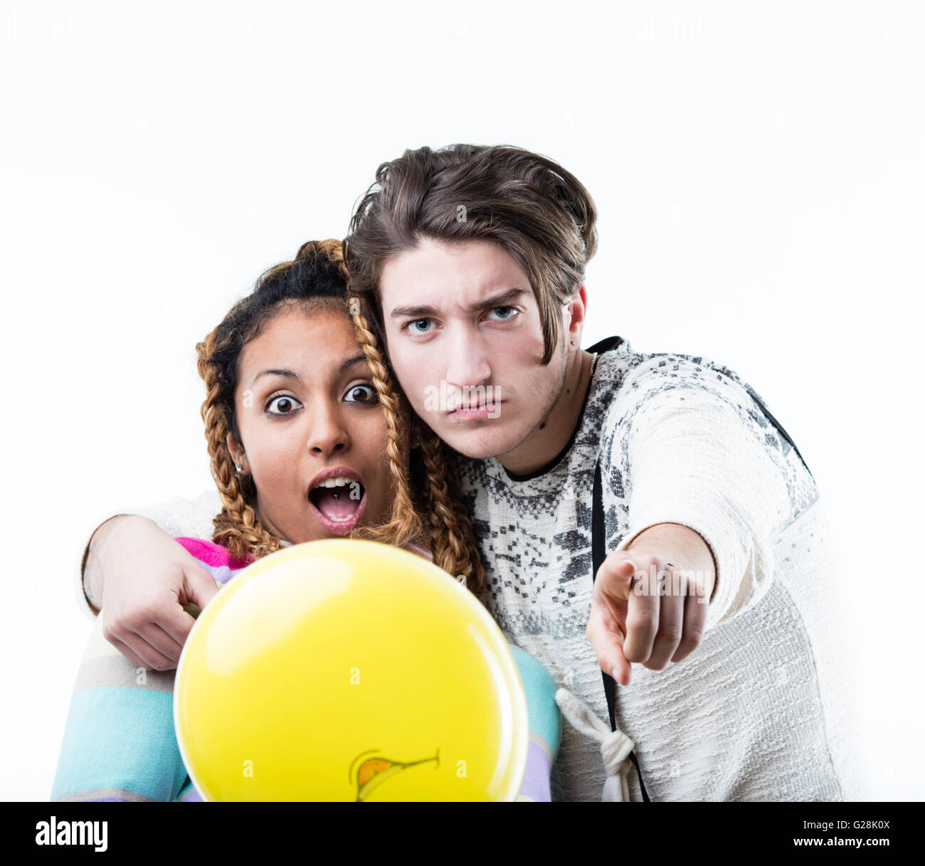boy and girl posing during a party making fools Stock Photo - Alamy