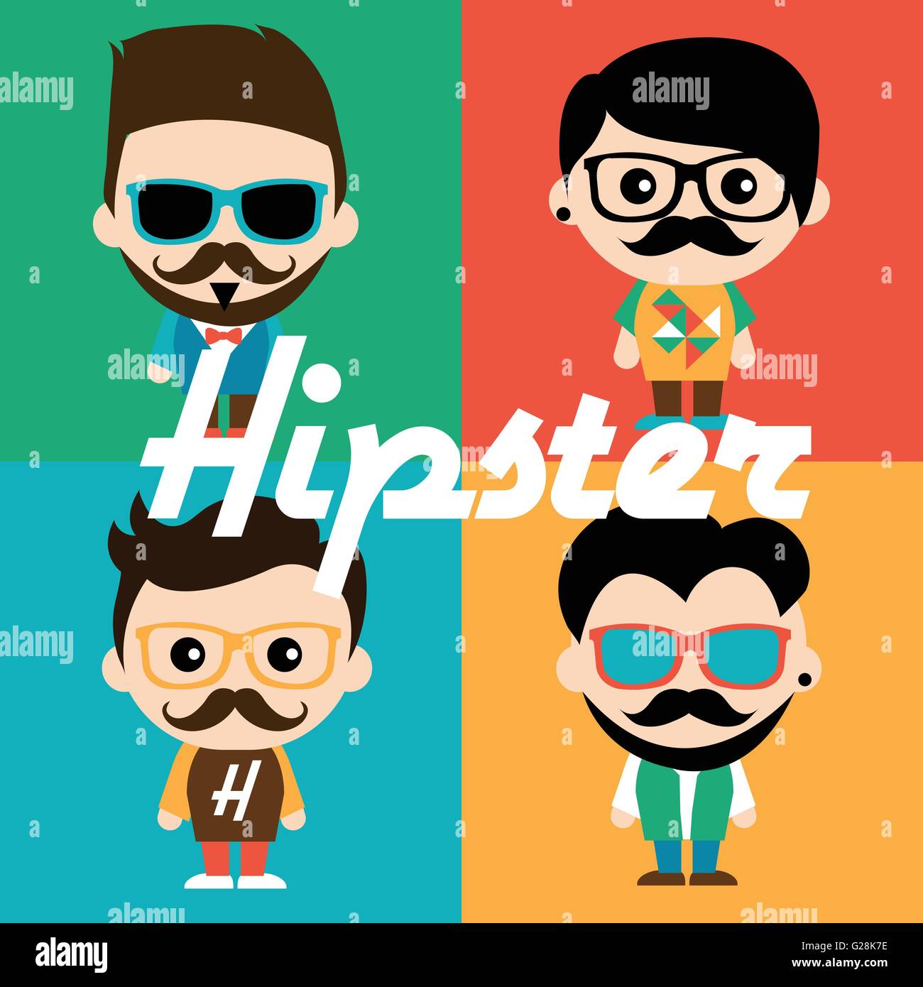 Cute illustration of characters in hipsters Stock Vector Image & Art ...