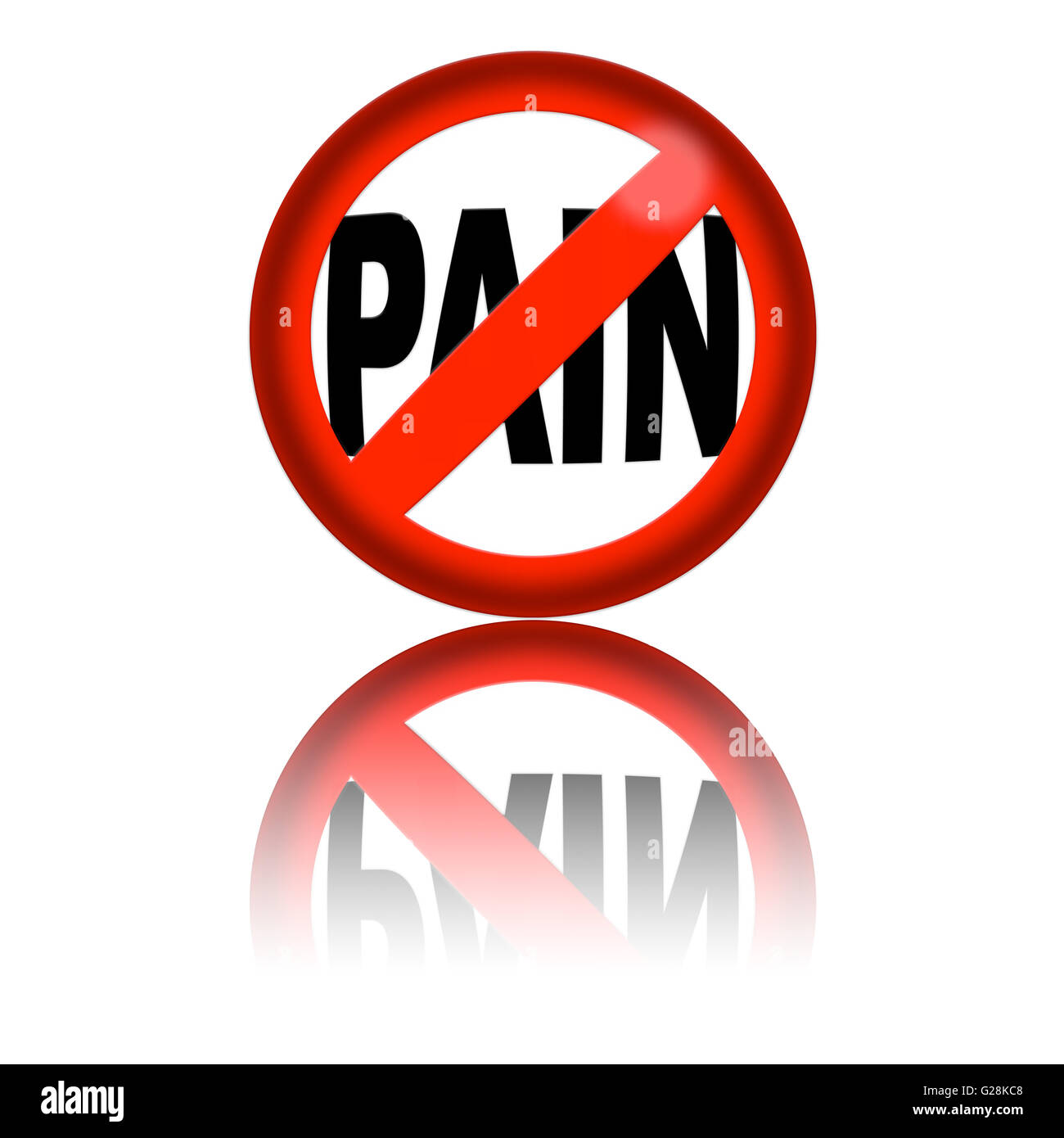 3D sphere no pain sign with reflection Stock Photo - Alamy