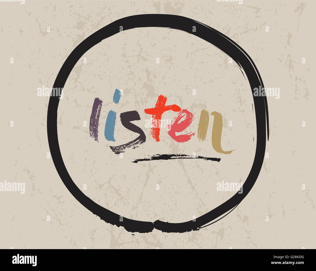 Calligraphy: Listen. Inspirational motivational quote. Meditation theme ...