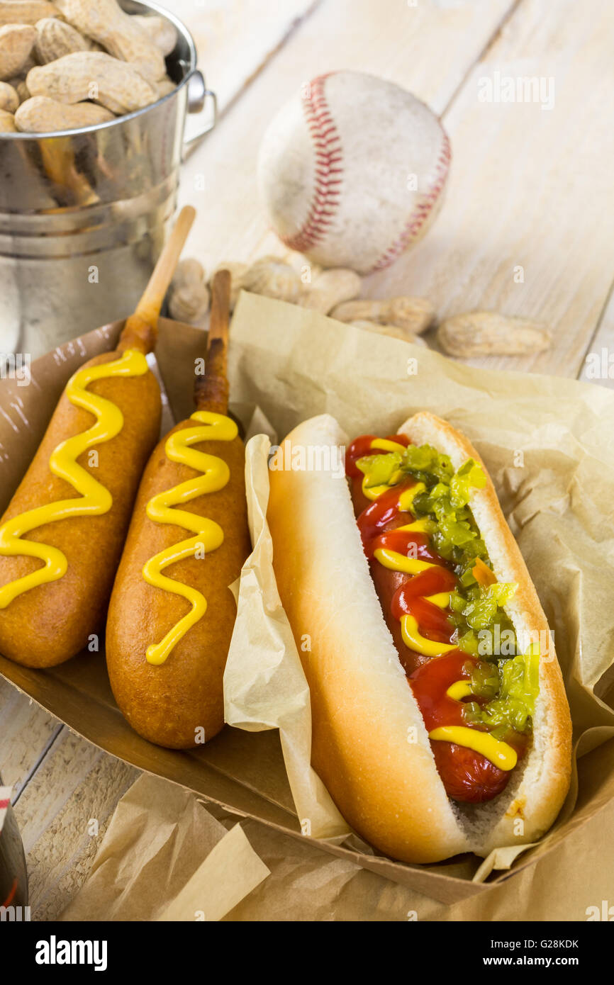 Baseball party food with balls and mizuno on a wood table Stock Photo ...